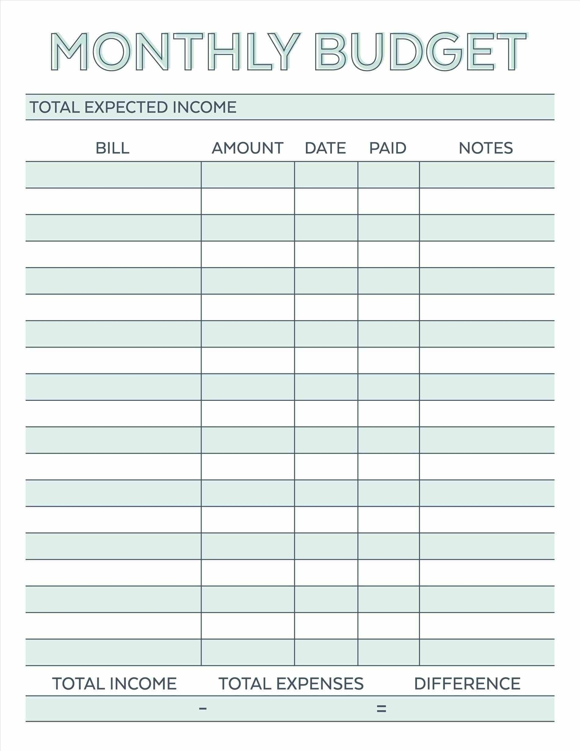 Fillable Monthly Bill Payment Worksheet Best Calendar Example Gambaran