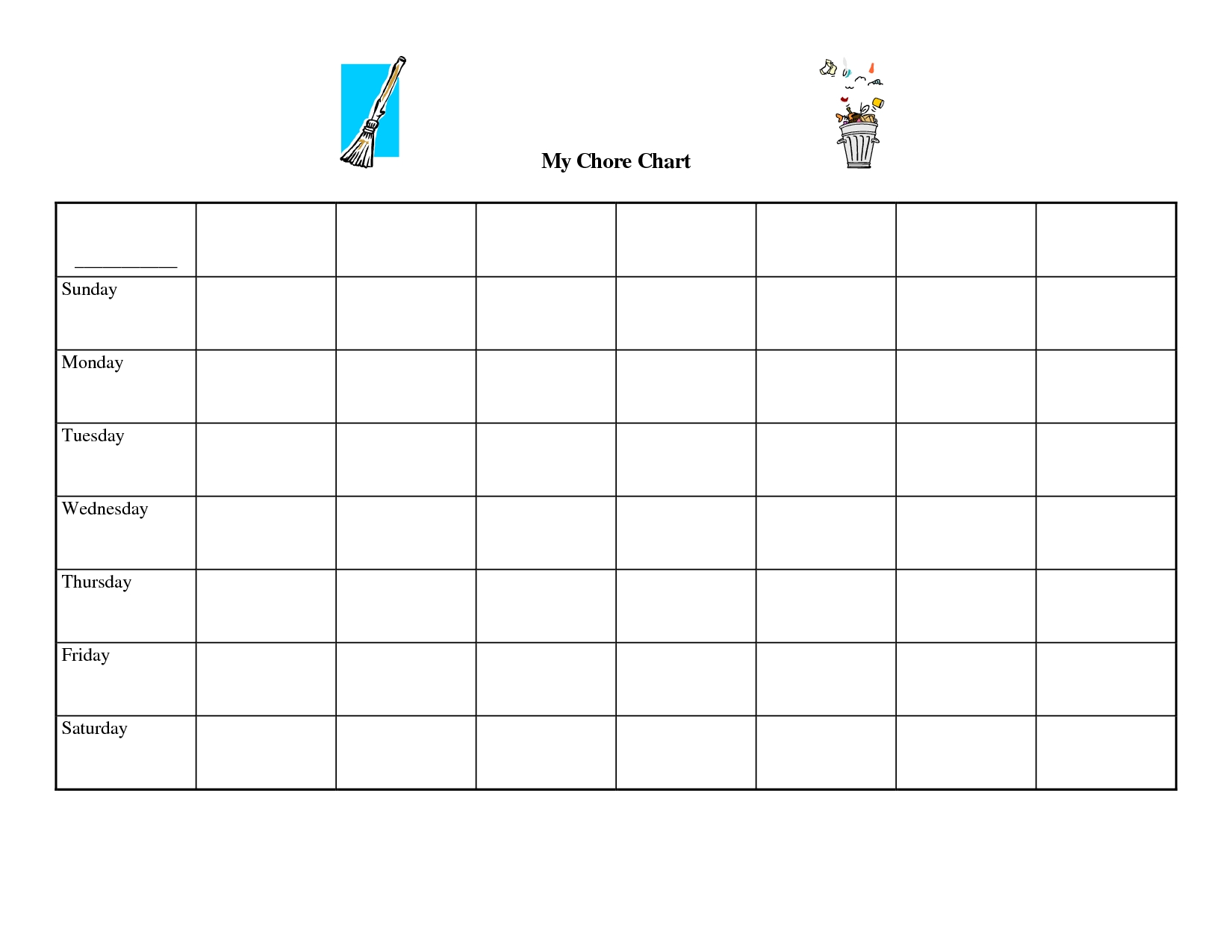 Printable Monday Through Friday Chart Best Calendar Example