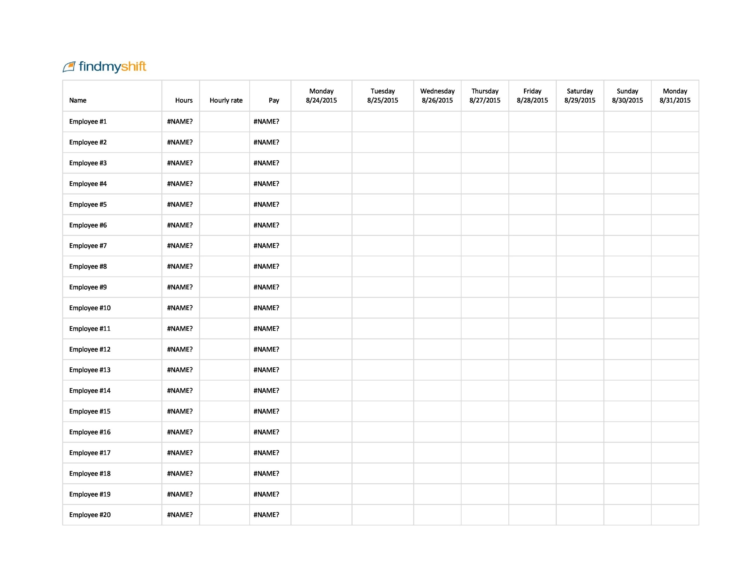 Collect Free Printable Employee Work Schedules Best Calendar Example