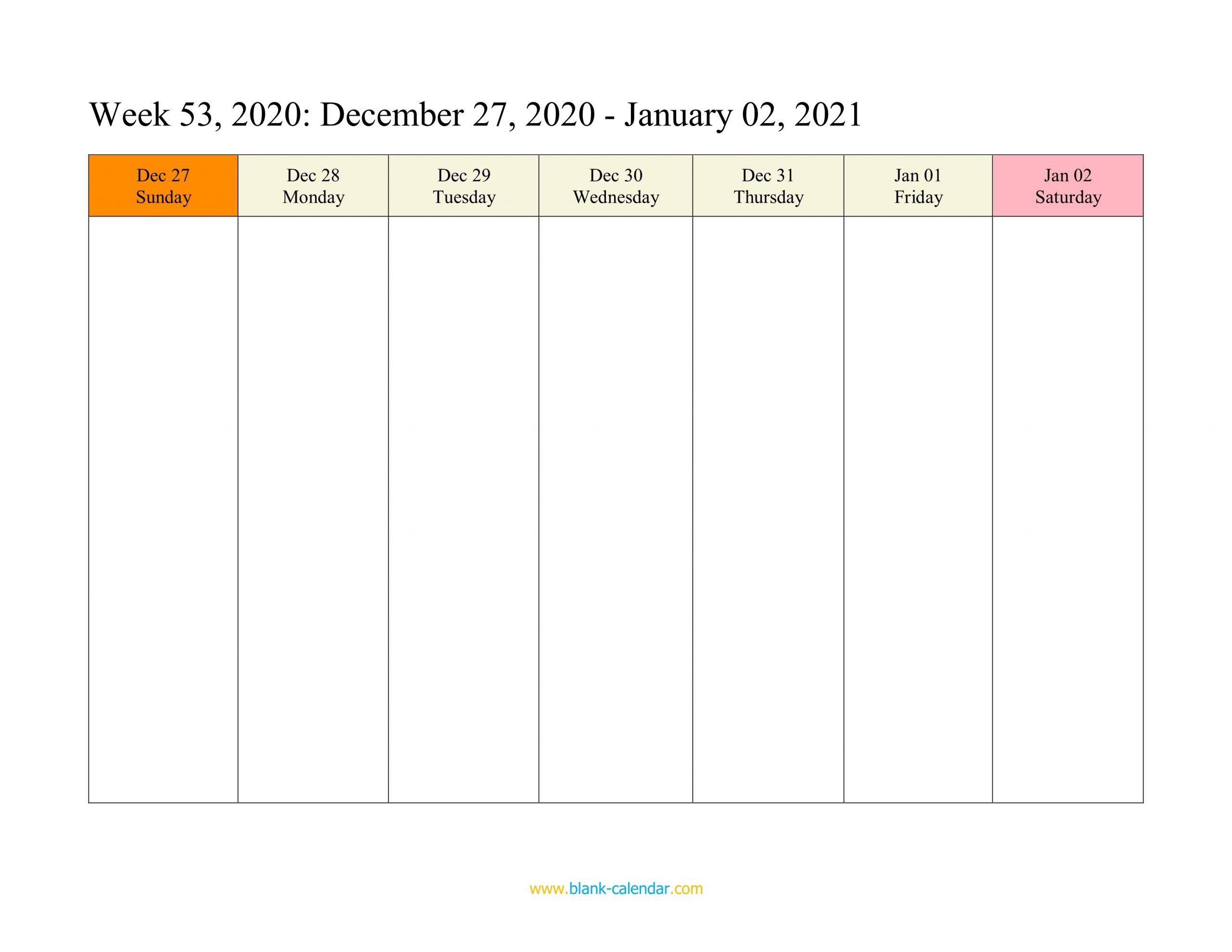 Pick Blank Work Week Calendars 2021 Best Calendar Example