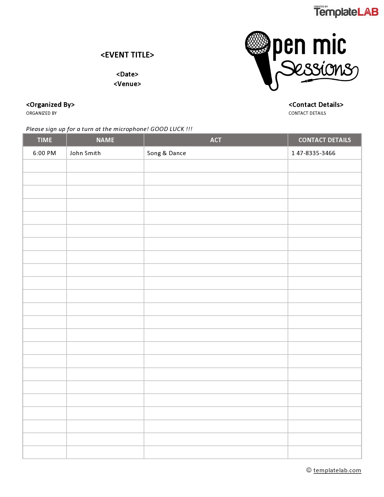 Time Slot Sign Up Sheet Template Excel Best Calendar Example