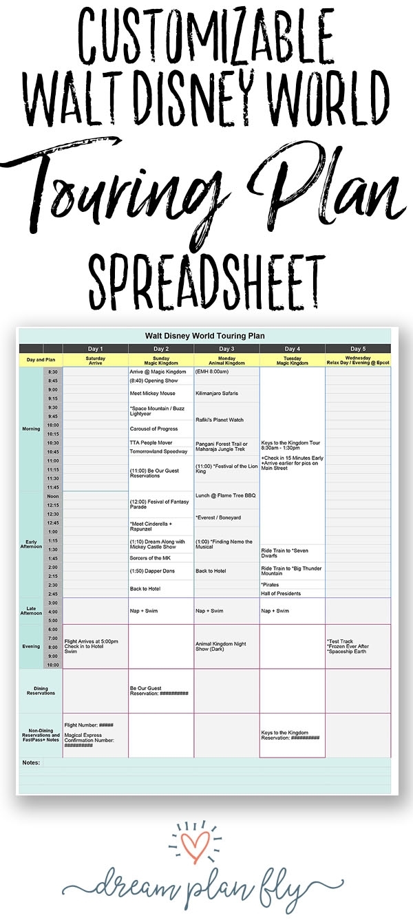 Disney Vacation Itinerary Template Best Calendar Example