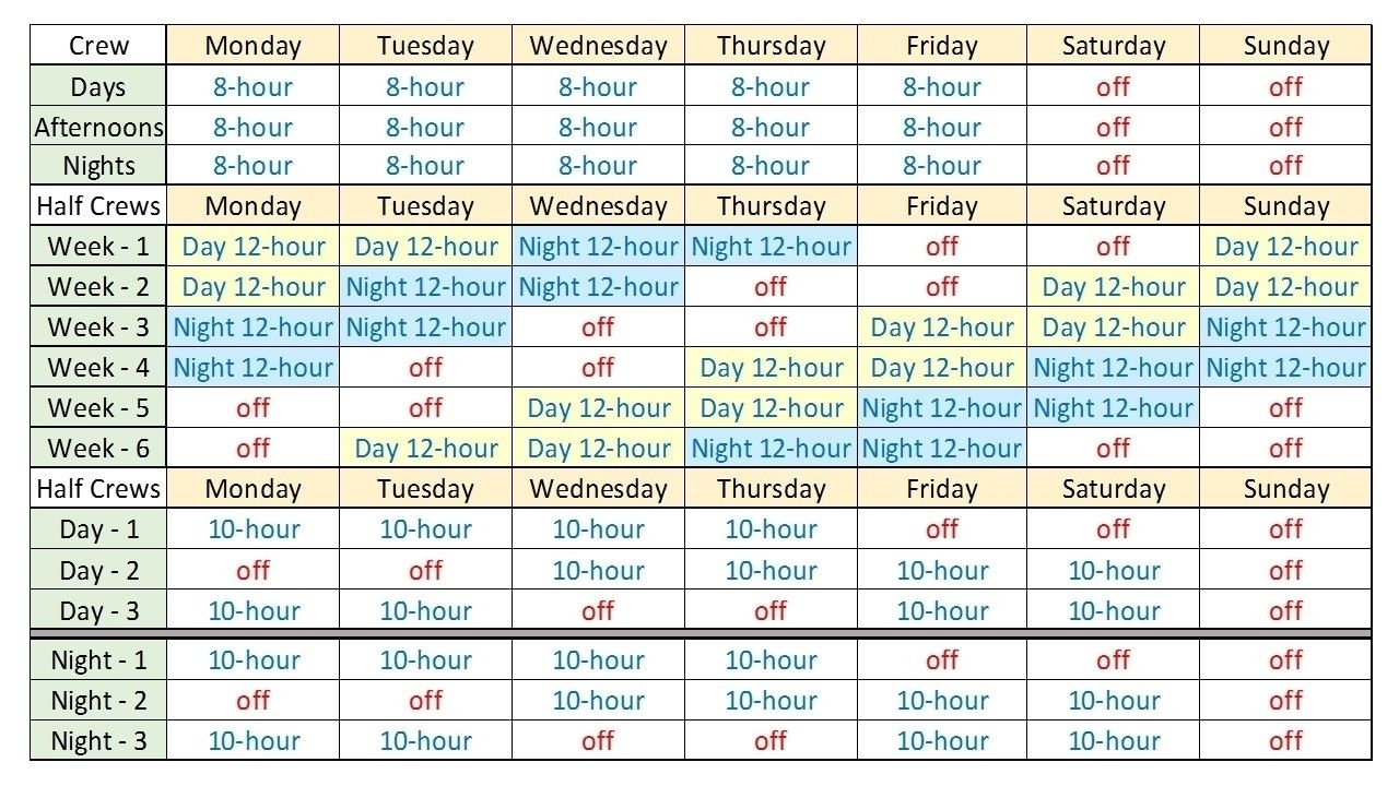 Printable 12 Hour Work Schedule Best Calendar Example